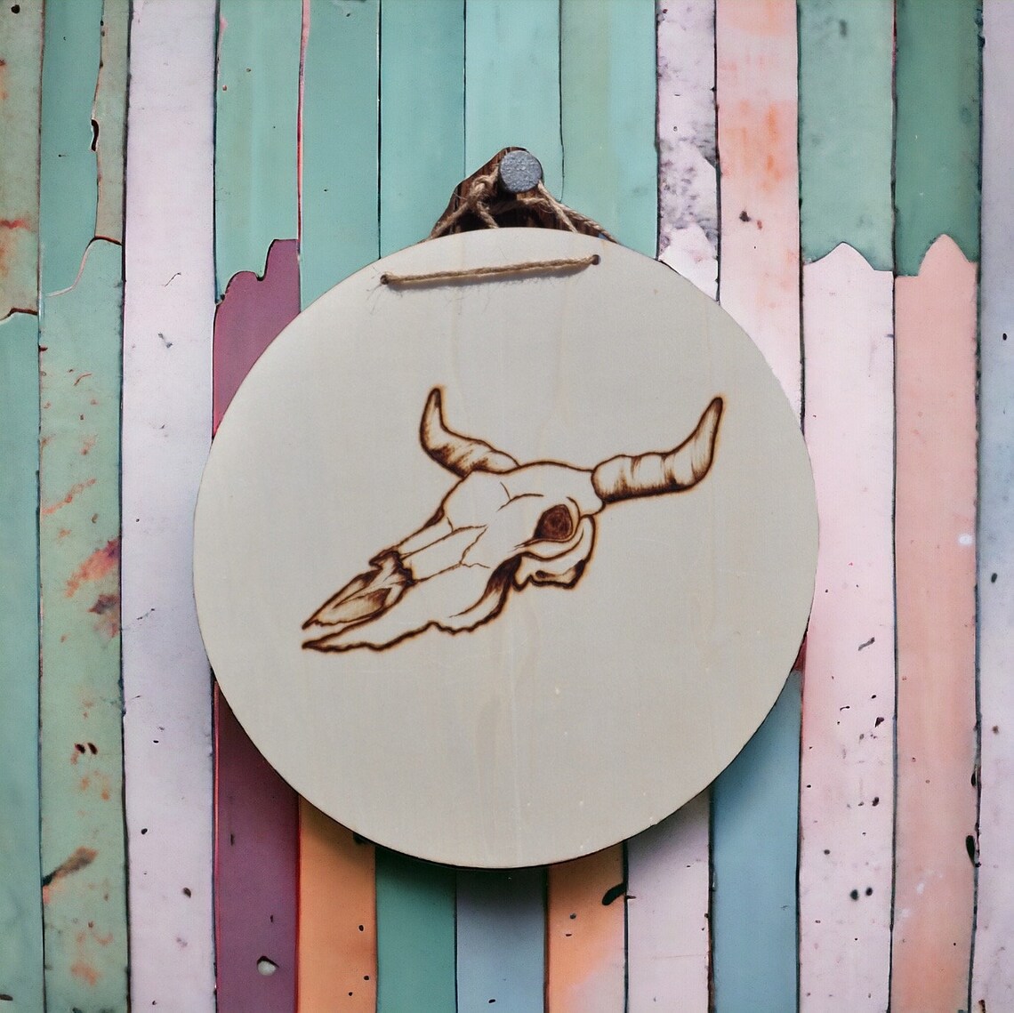 Hand-burned Cow Skull Pyrography Art | Rustic Western Wall Decor ...