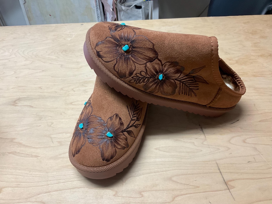 Cozy Custom Handburned House Shoes: Step up Your Style Game With One-of ...