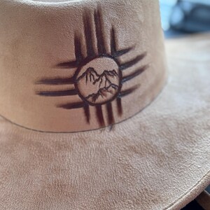 Hand-burned Gambler Cowboy Hat – Zia & Sandia Mountains Design ...