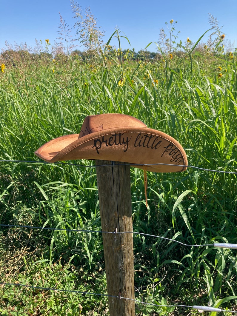Burned Cowboy Hat With Hand Burned Sunflower: Western Style Statement ...