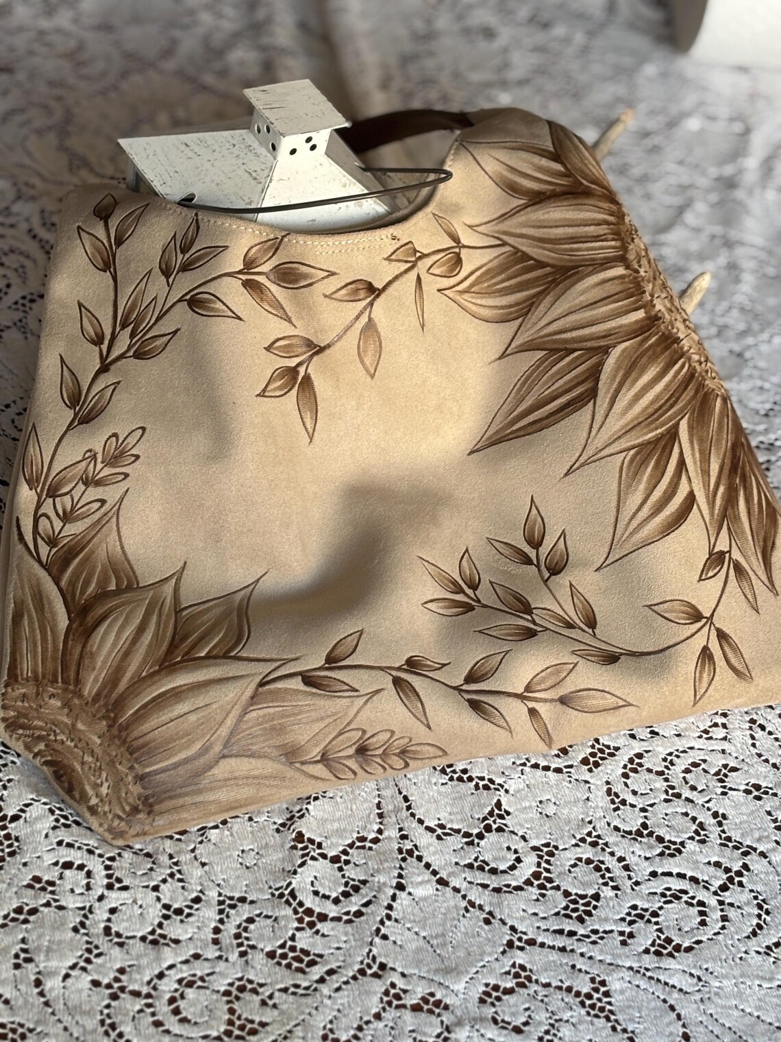 Boho Tote Bag | Hand-burned Custom Commission | Artisan Freehand ...