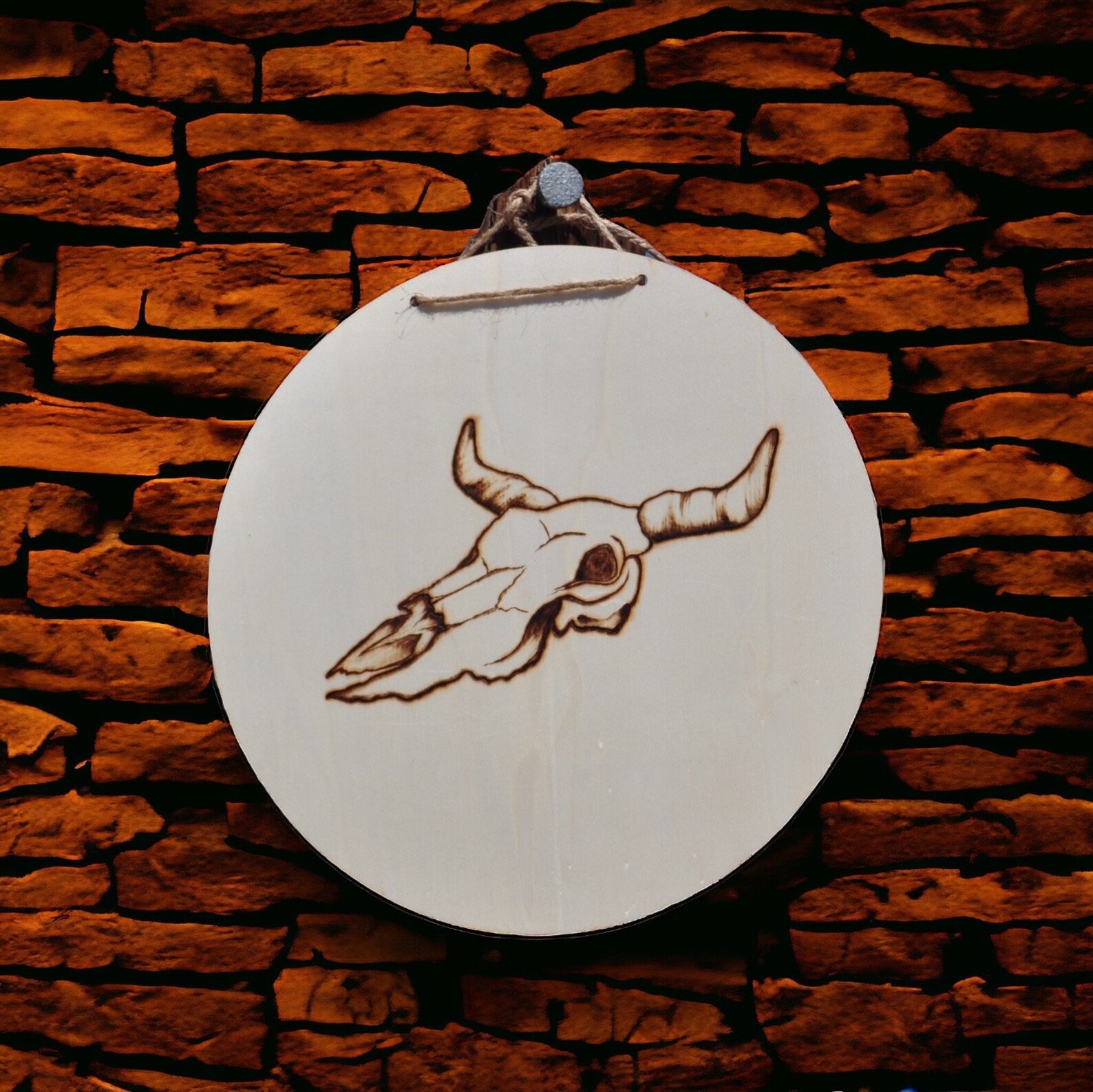 Hand-burned Cow Skull Pyrography Art | Rustic Western Wall Decor ...