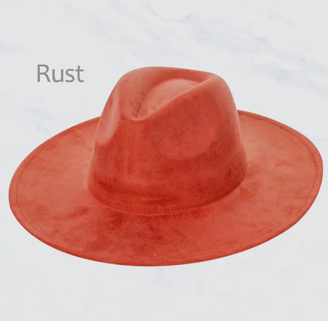 Red Hat, Suede Wide Brim Fedora, Ready for Personalized Hand Burn ...