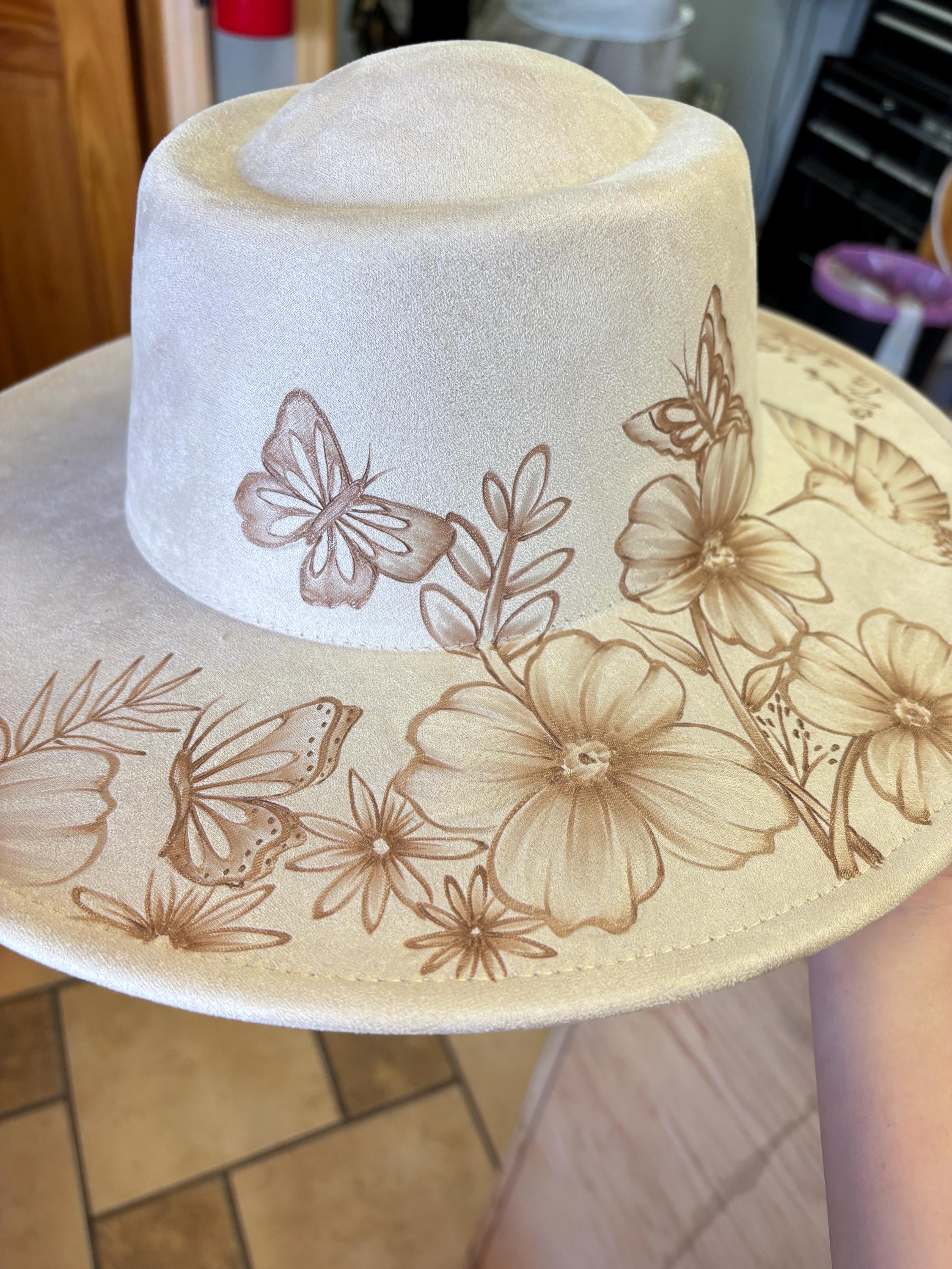 Custom Burnt Memorial Hat With Quote – Hand-burned Butterfly ...