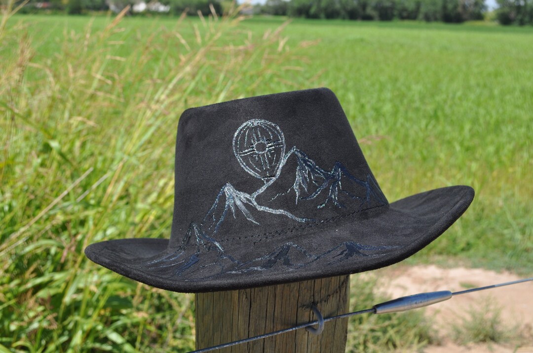 Hand-burned Fedora Cowboy Hat – Custom Albuquerque Balloon Fiesta Art ...