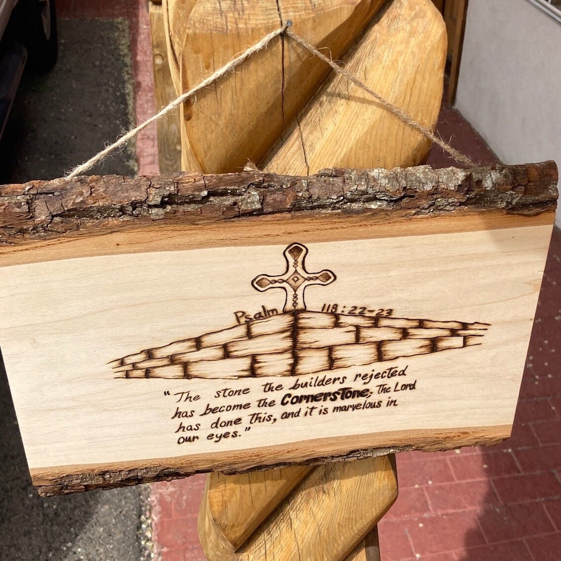 Custom Rustic Woodburned Wall Hanging With Cornerstone Cross and ...