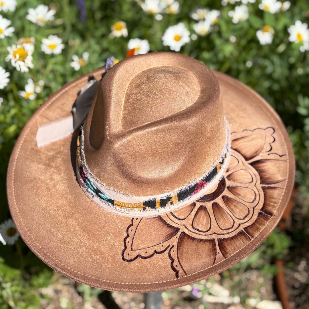 Distress Hand Burn | Western Suede Floral | Santa Fe Style | Cowgirl ...