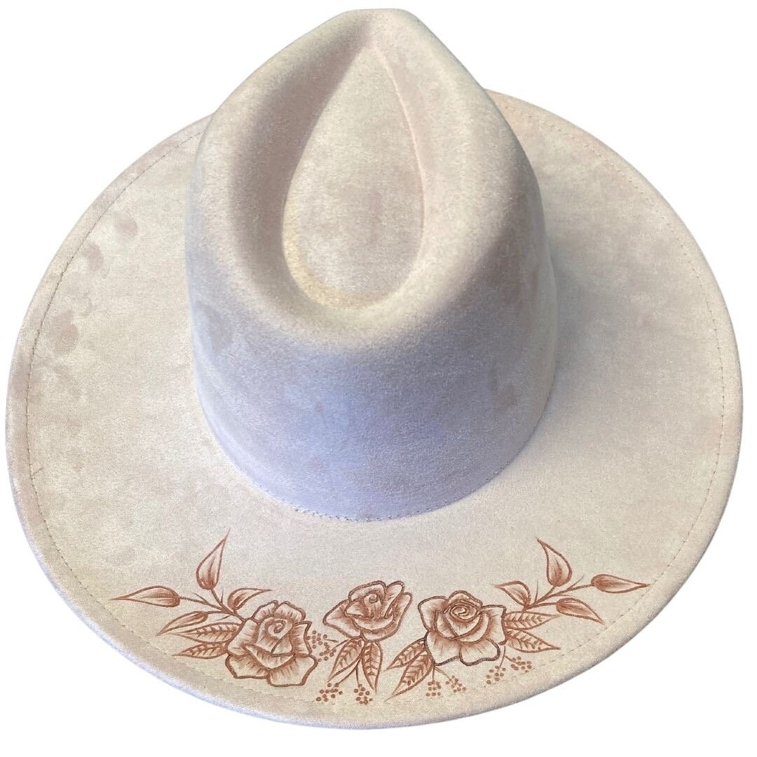 Pink Fedora With Burned Roses, With Room for Customization - Etsy