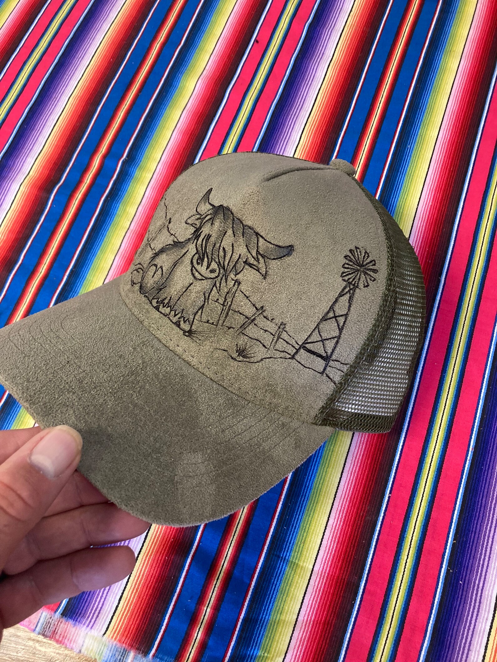 Hand-burned Highland Cow Trucker Hat | Custom Farm Life Cap | Western ...