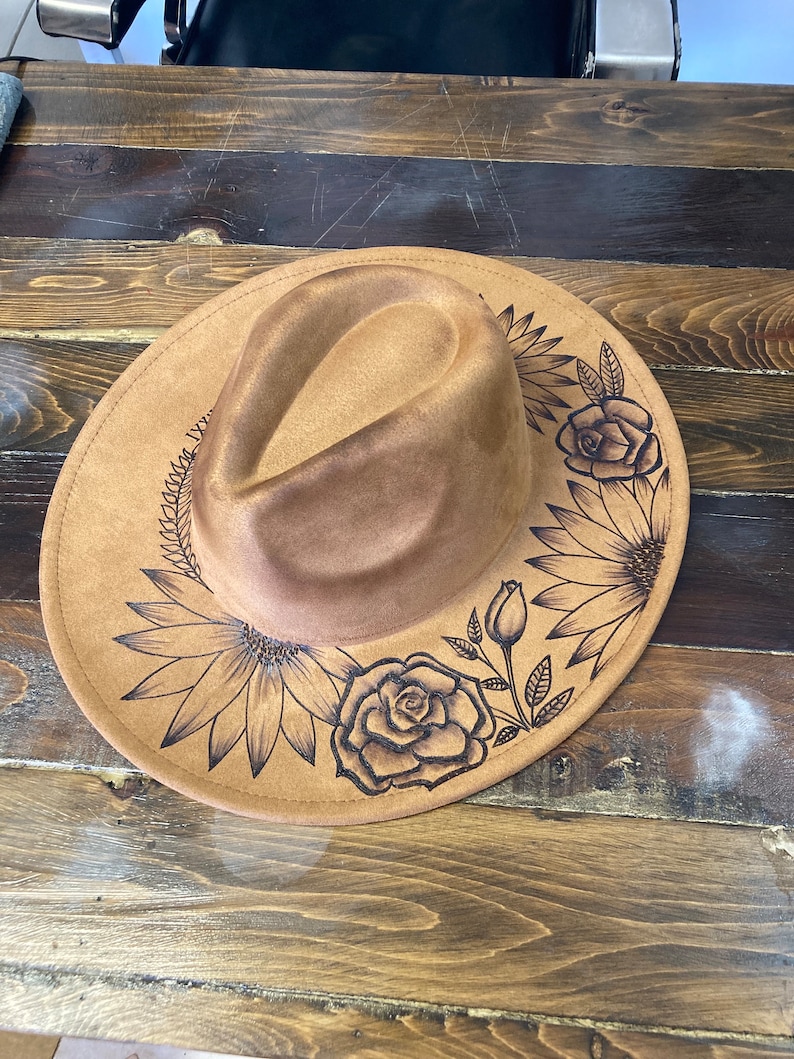 Suede Khaki Color Fedora Hat, Ready for Personalized Hand Burn, Layered ...