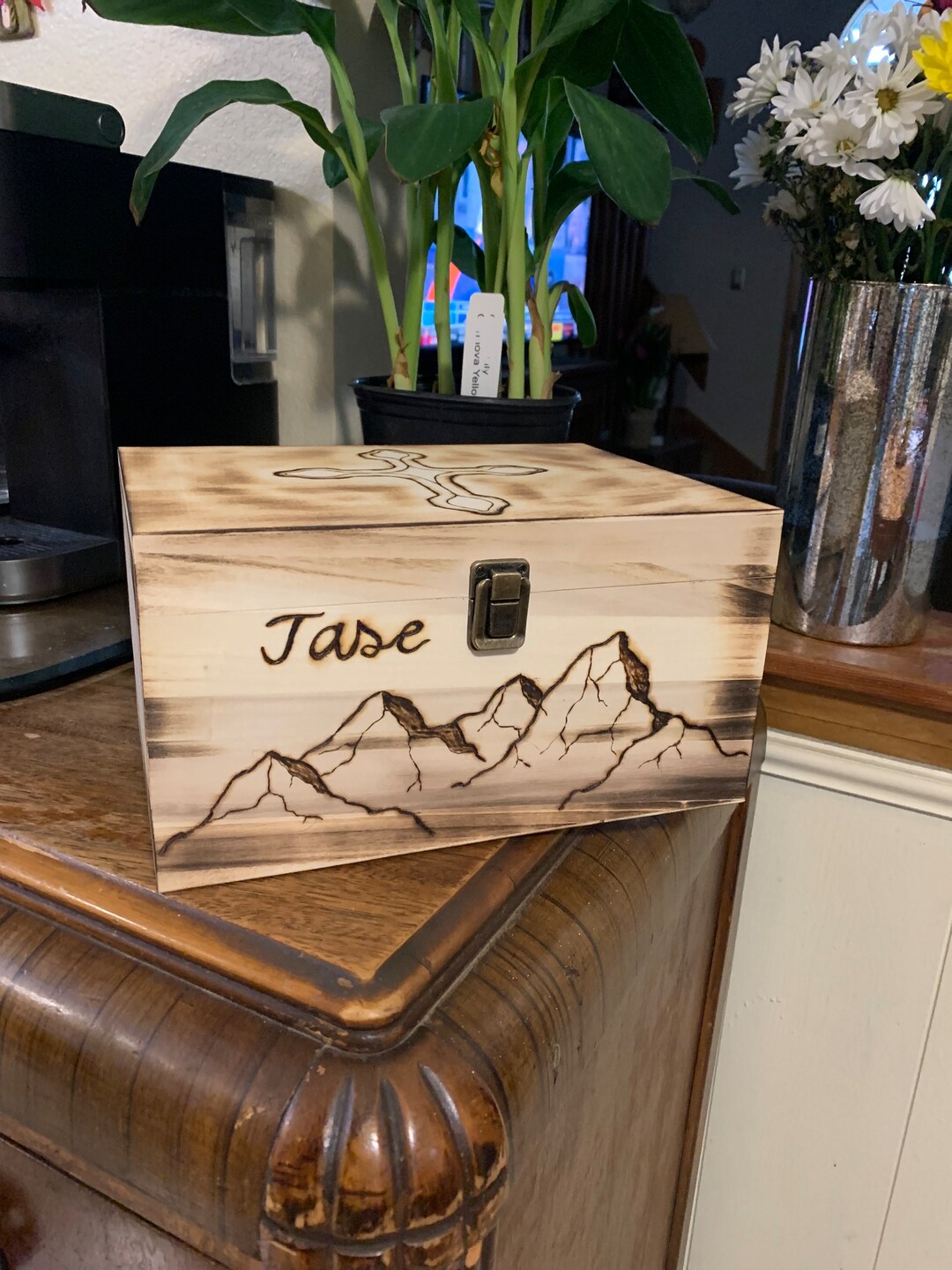 Decorative Wood Burned Prayer Box | Palanca Box | Holder for ...