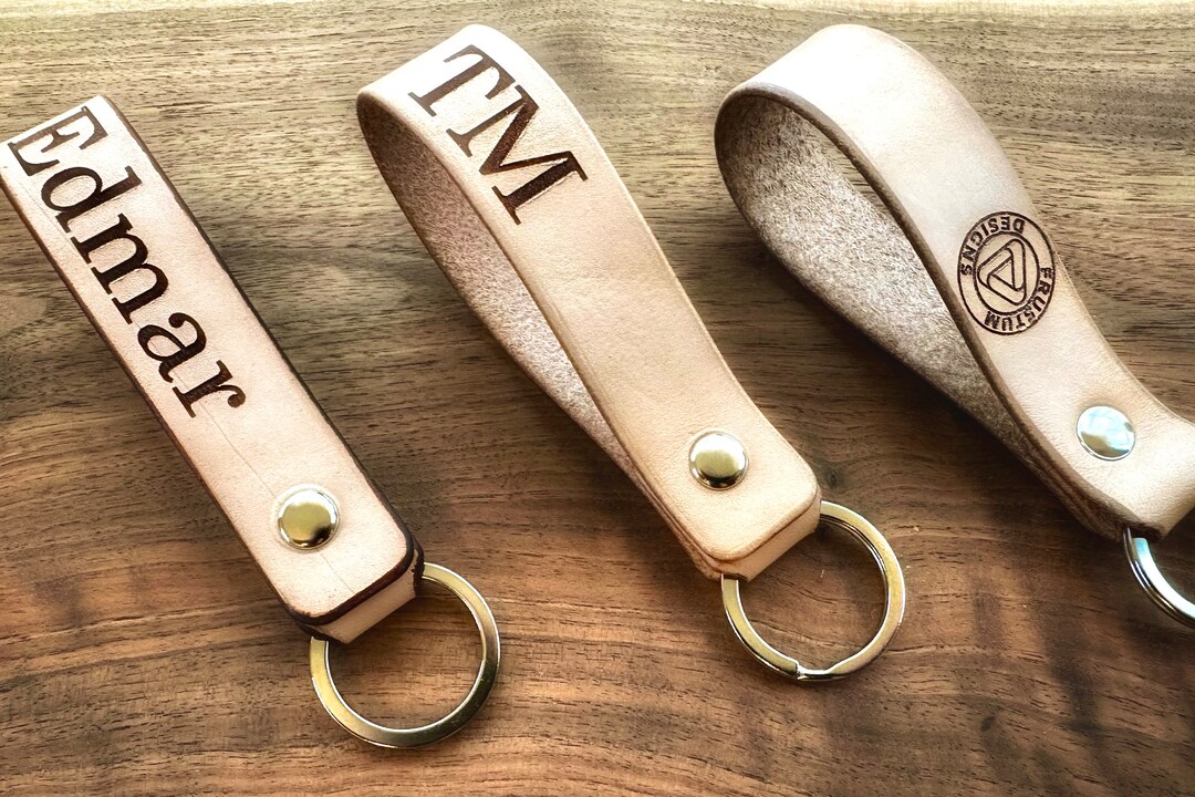 Personalized Leather Keychain: Initials Zipper Pull, Custom Key Ring - Etsy