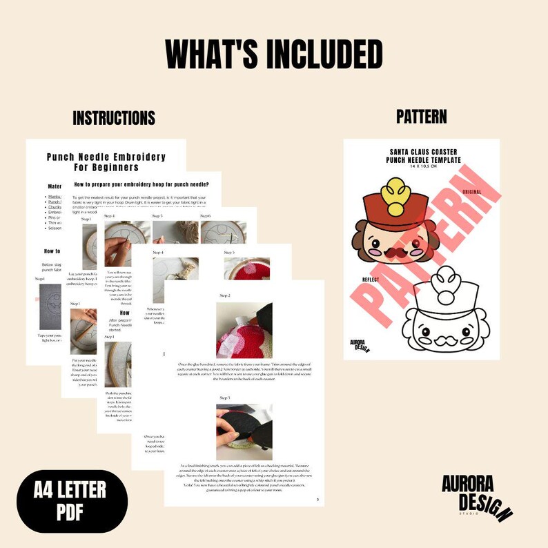 Nutcracker Face Punch Needle Pattern, Christmas Coaster (PDF Pattern) - Etsy