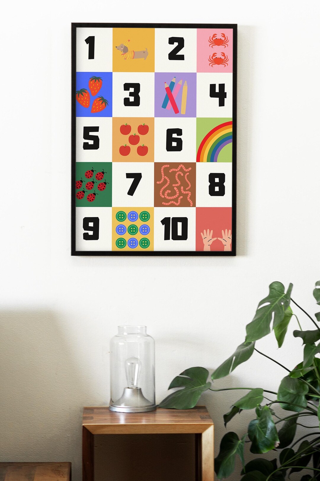 Rainbow Number Print Poster, Illustration Poster, Educational Wall Art ...