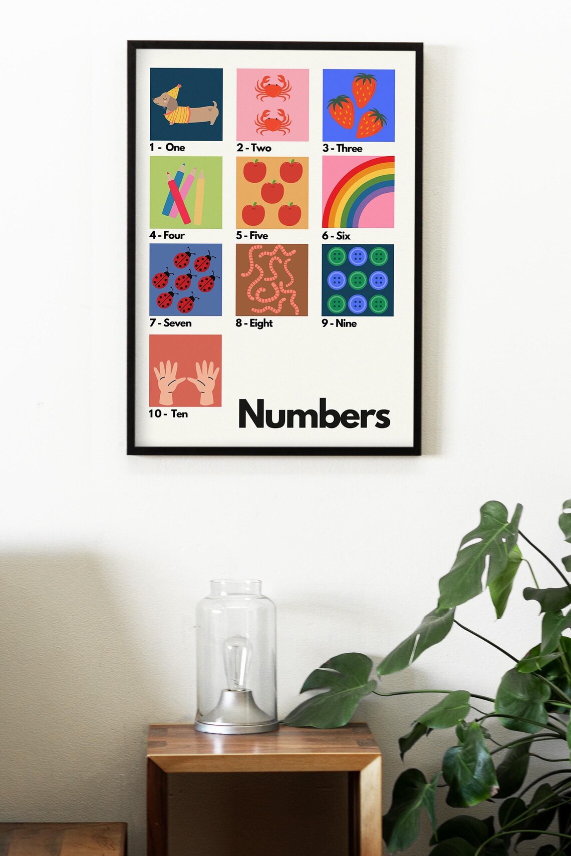 Illustrations Numbers Print Poster, Digital Print, Educational Wall Art ...