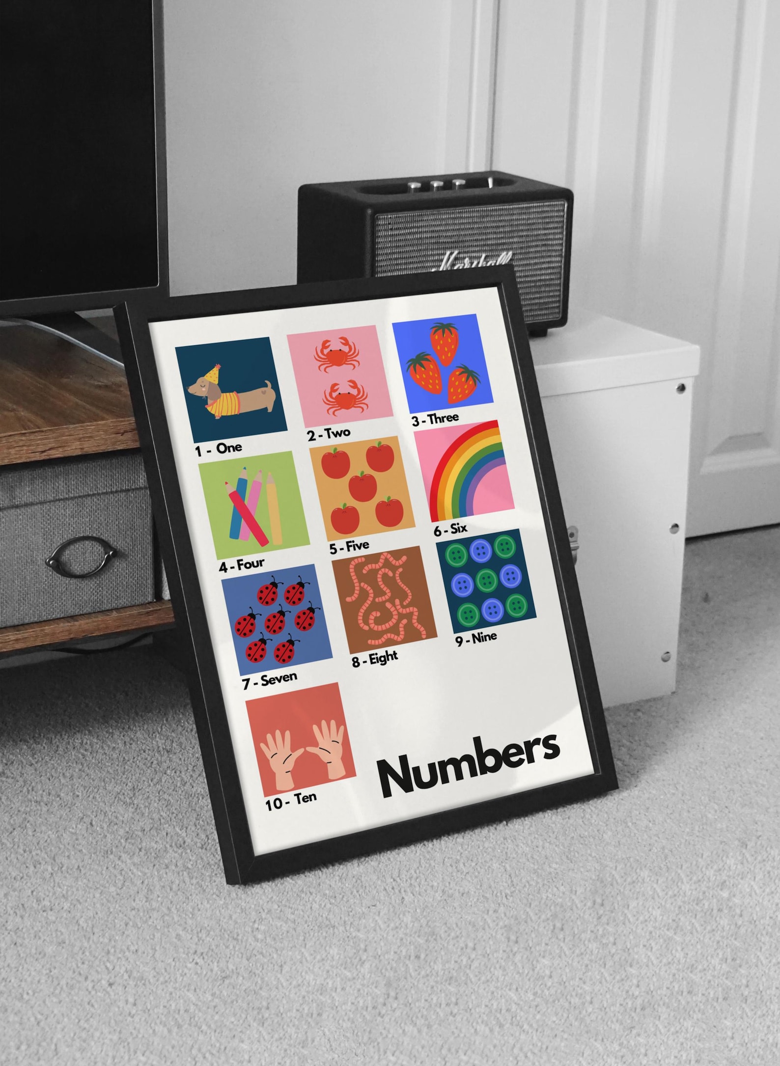 Illustrations Numbers Print Poster, Digital Print, Educational Wall Art ...