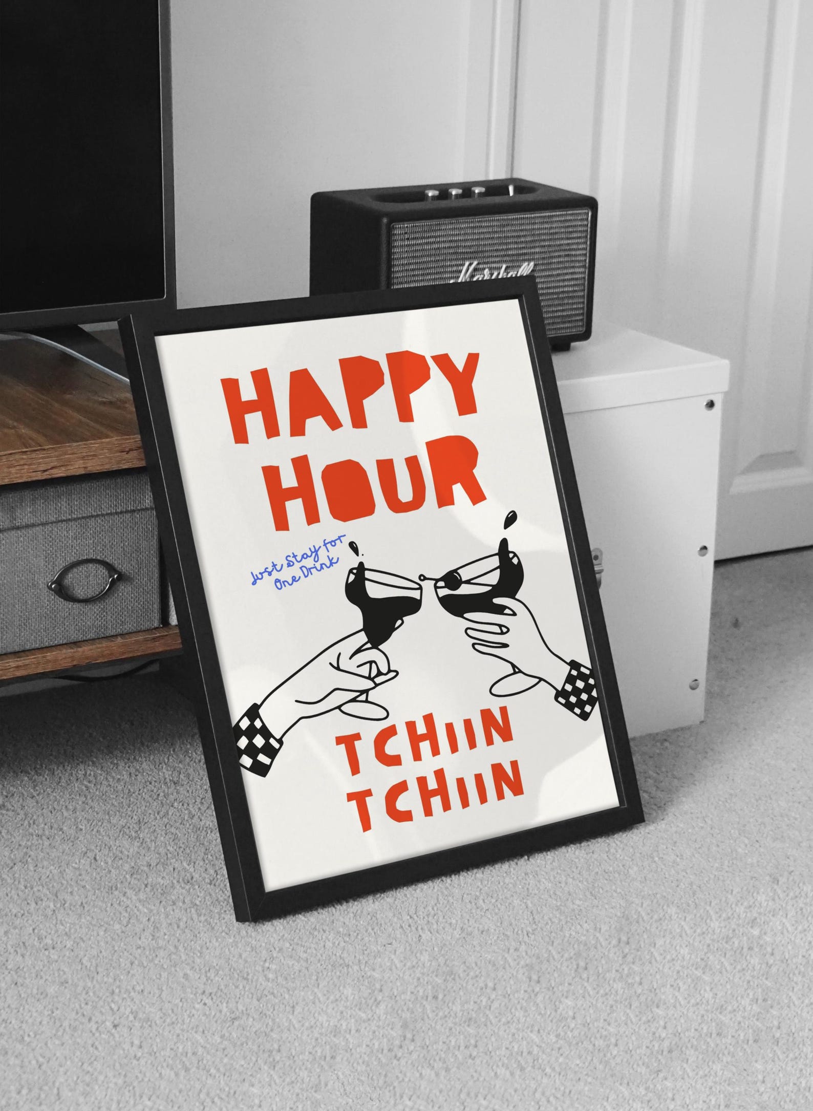 Retro Happy Hour Print, Bar Cart Decor (digital Download) - Etsy