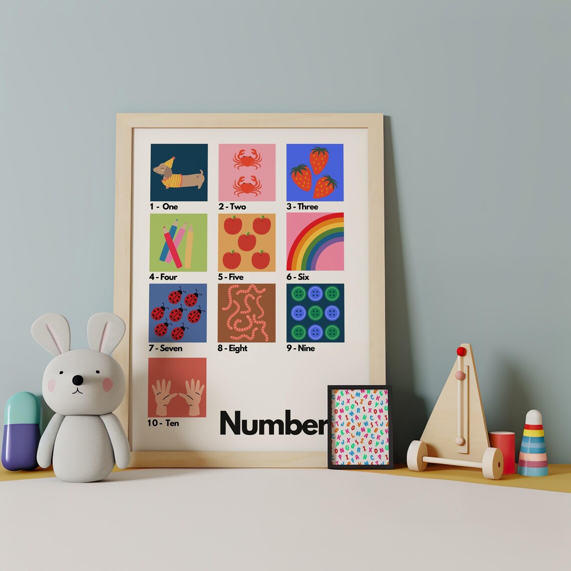 Illustrations Numbers Print Poster, Digital Print, Educational Wall Art ...