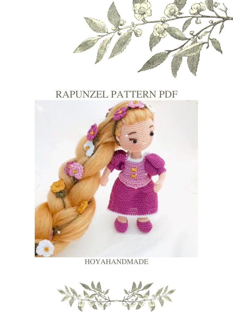 Princess Rapunzel Doll Micro Doll Crochet Pattern Rapunzel English
