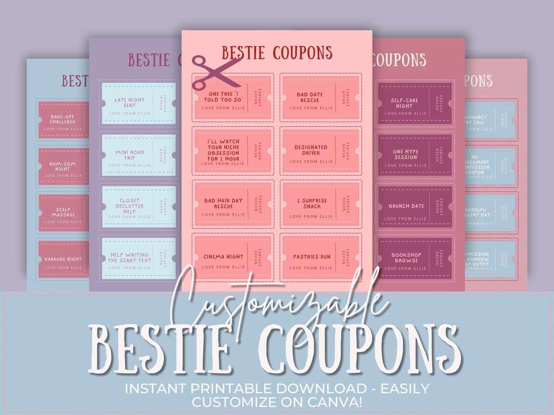 Friend Coupons, Birthday Gift, Editable Canva Template (instant ...