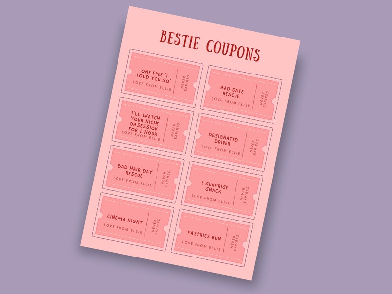 Friend Coupons, Birthday Gift, Editable Canva Template (instant ...