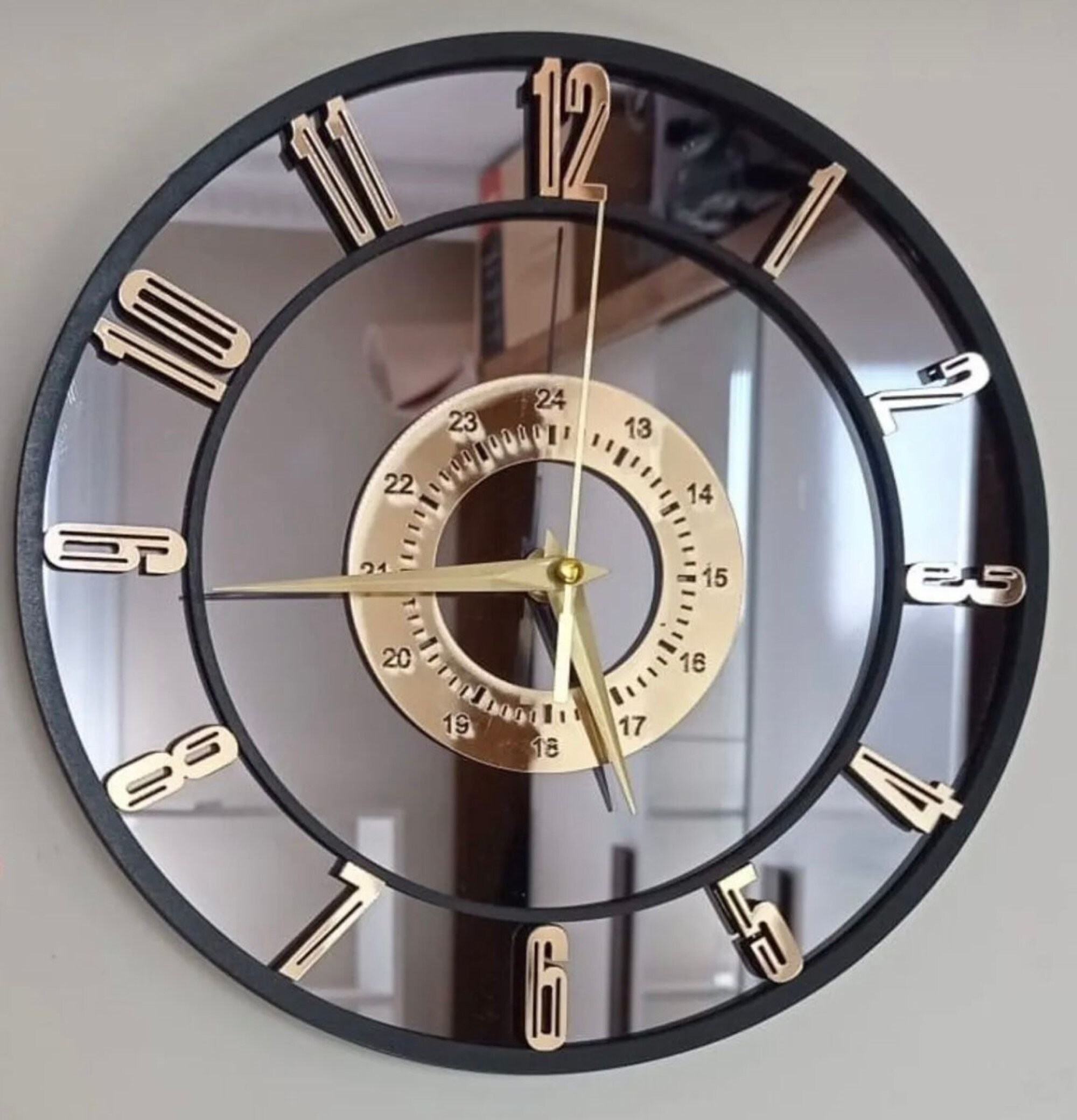 Mirrored Wall Clock: Handmade Modern Home Decor (40cm) - Etsy