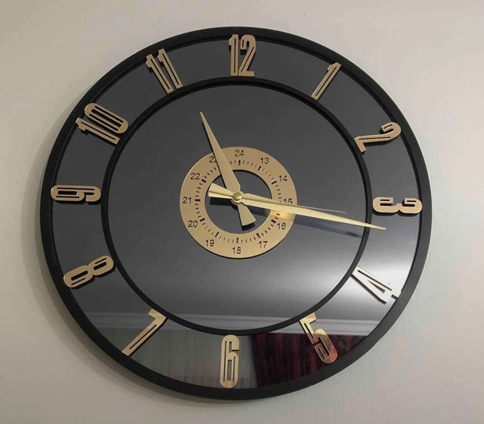 Mirrored Wall Clock, Wall Clock, Handmade Wall Clock, Wall Decor, Gift ...