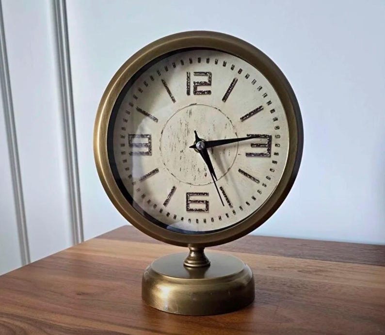 Luxury Antique Metal Table Clock, Gold Silent Desk & Console Clock with ...