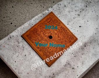 Custom Tooled Leather Graduation Cap Topper - Etsy
