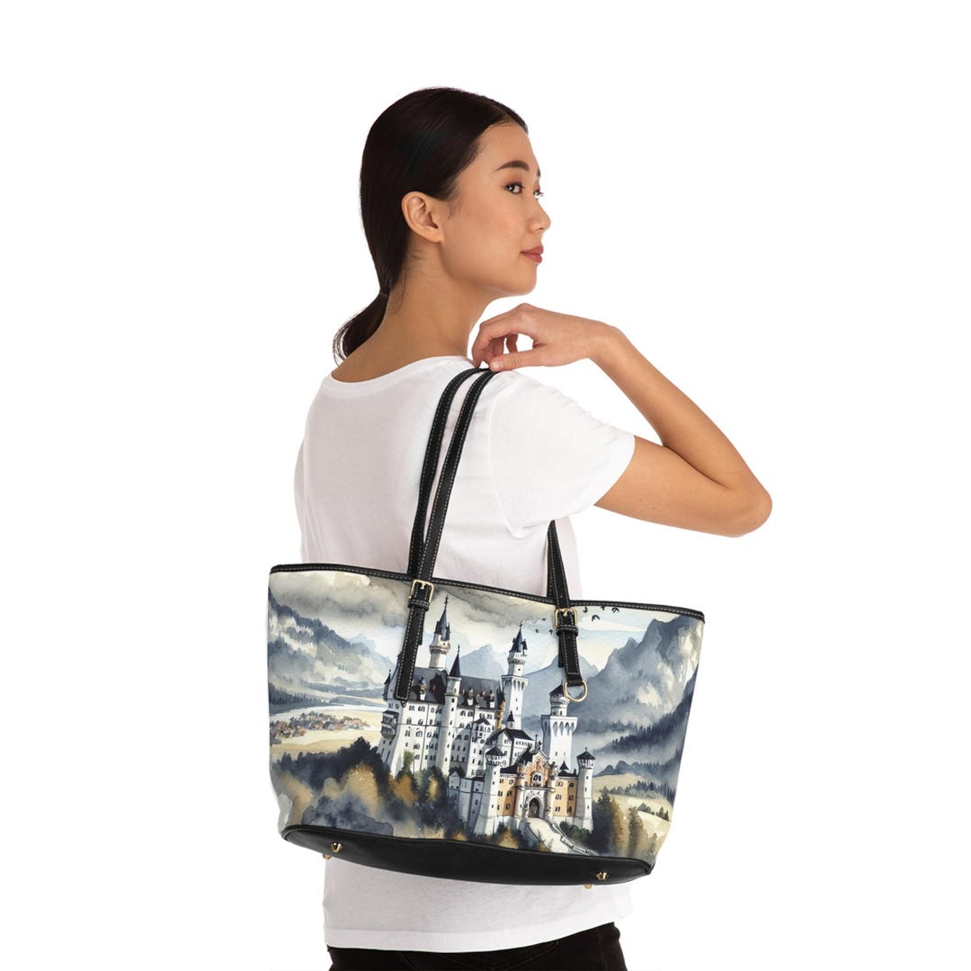 Neuschwanstein Castle PU Leather Shoulder Bag, Custom Blue, Gray and ...