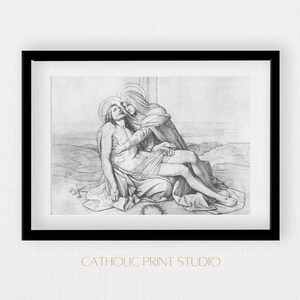 INSTANT DOWNLOAD Pieta Sketch | Catholic Art | PRINTABLE Lent Decor | Mary and Jesus | Vintage ...