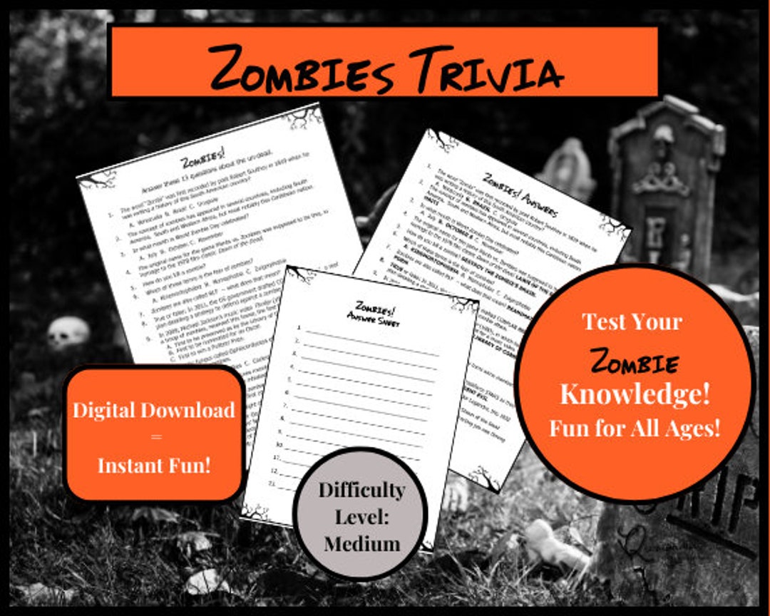 Zombie Trivia Fun for All Halloween Parties. Challenge - Etsy Australia