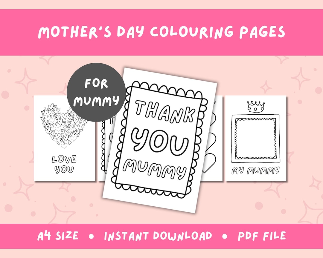 Thank You Mummy Kids Colouring Pages Thoughtful DIY Gift for Mummy Cute ...