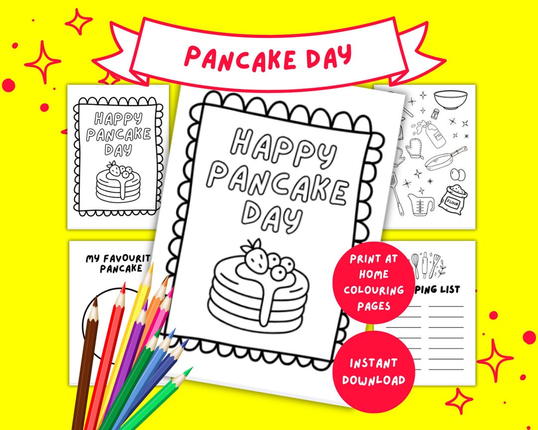 Pancake Day Colouring Pages for Kids | Print at Home Shrove Tuesday ...