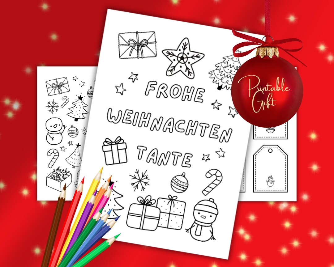German Christmas Colouring Pages for Aunt | Frohe Weihnachten Tante ...