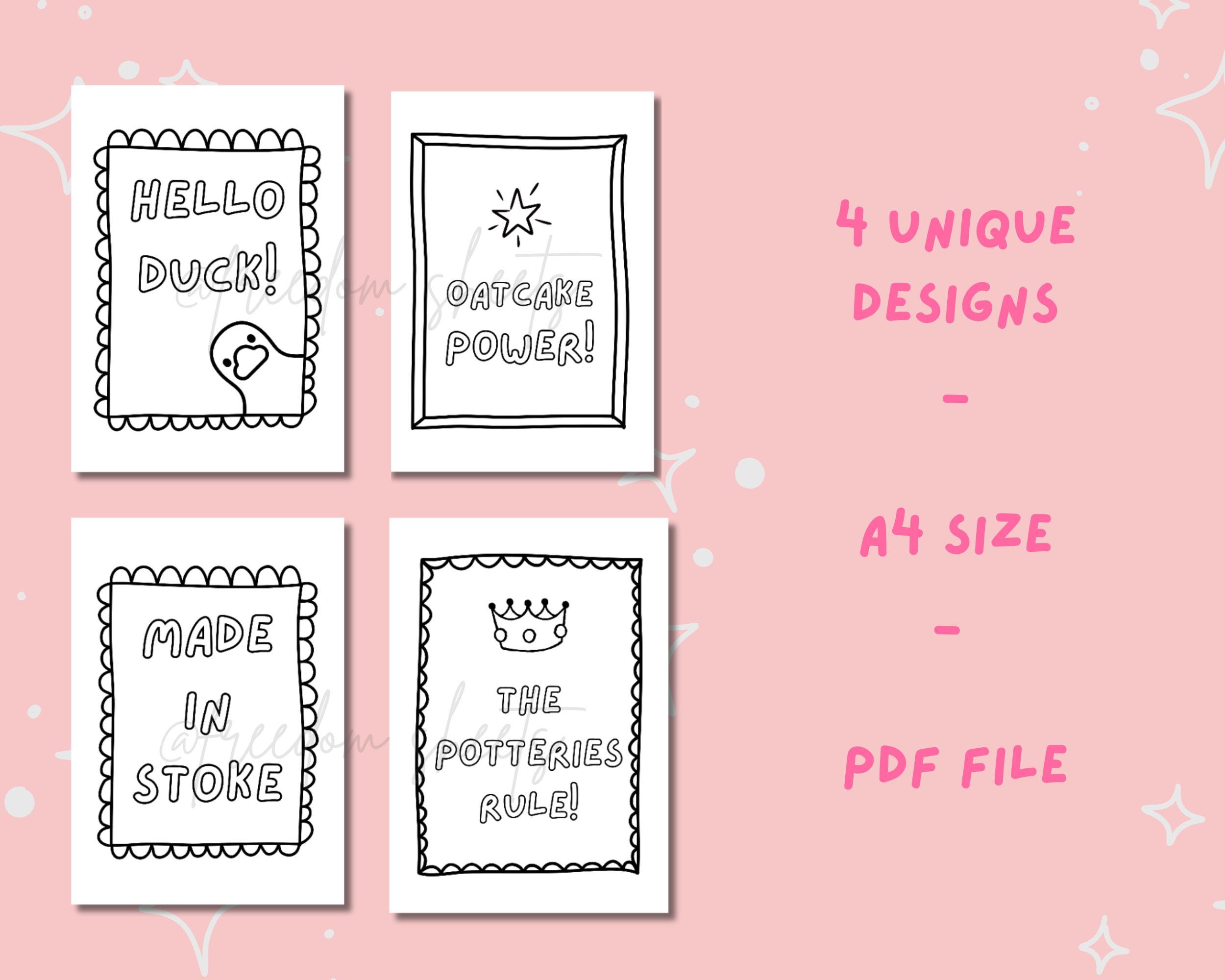 Stoke-on-trent Colouring Pages: Hello Duck, Oatcake Power, Made in ...