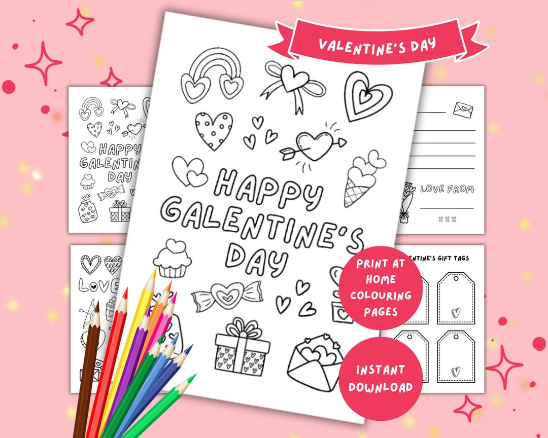 Galentine's Colouring Pages for Kids & Tweens | Valentine's Day ...