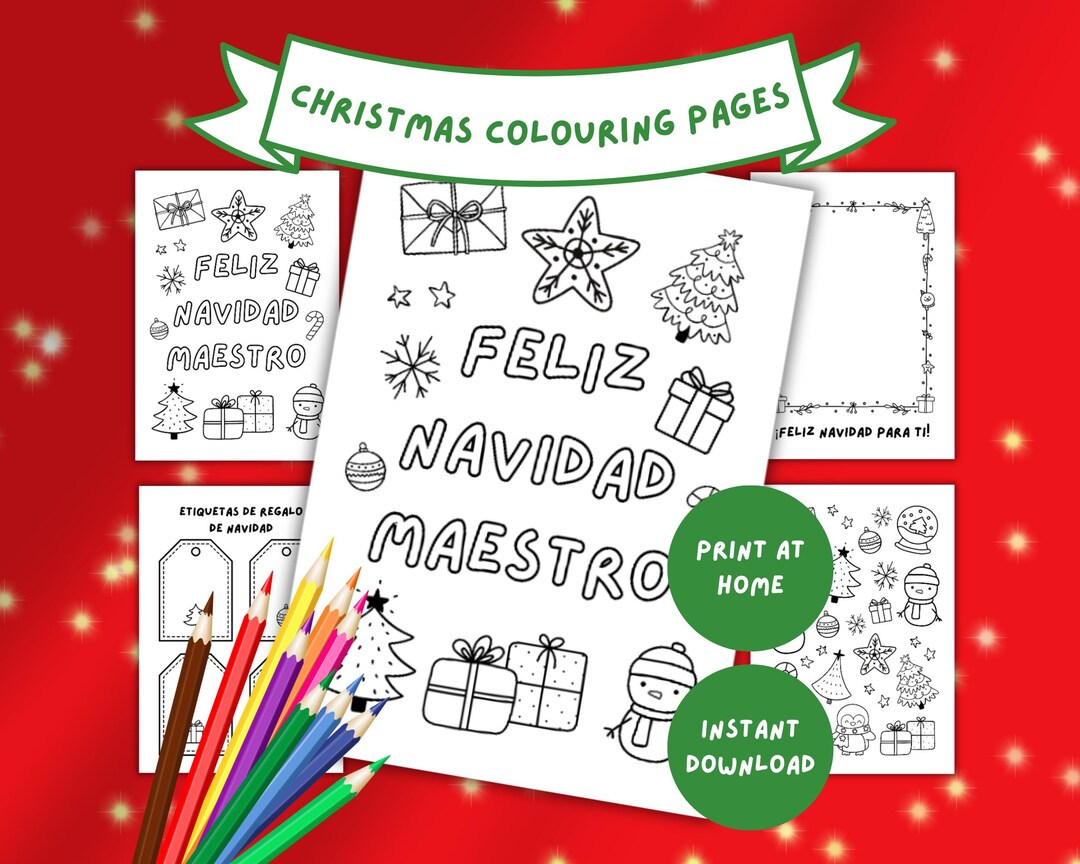 Spanish Christmas Colouring Pages | Feliz Navidad Maestro Holiday ...