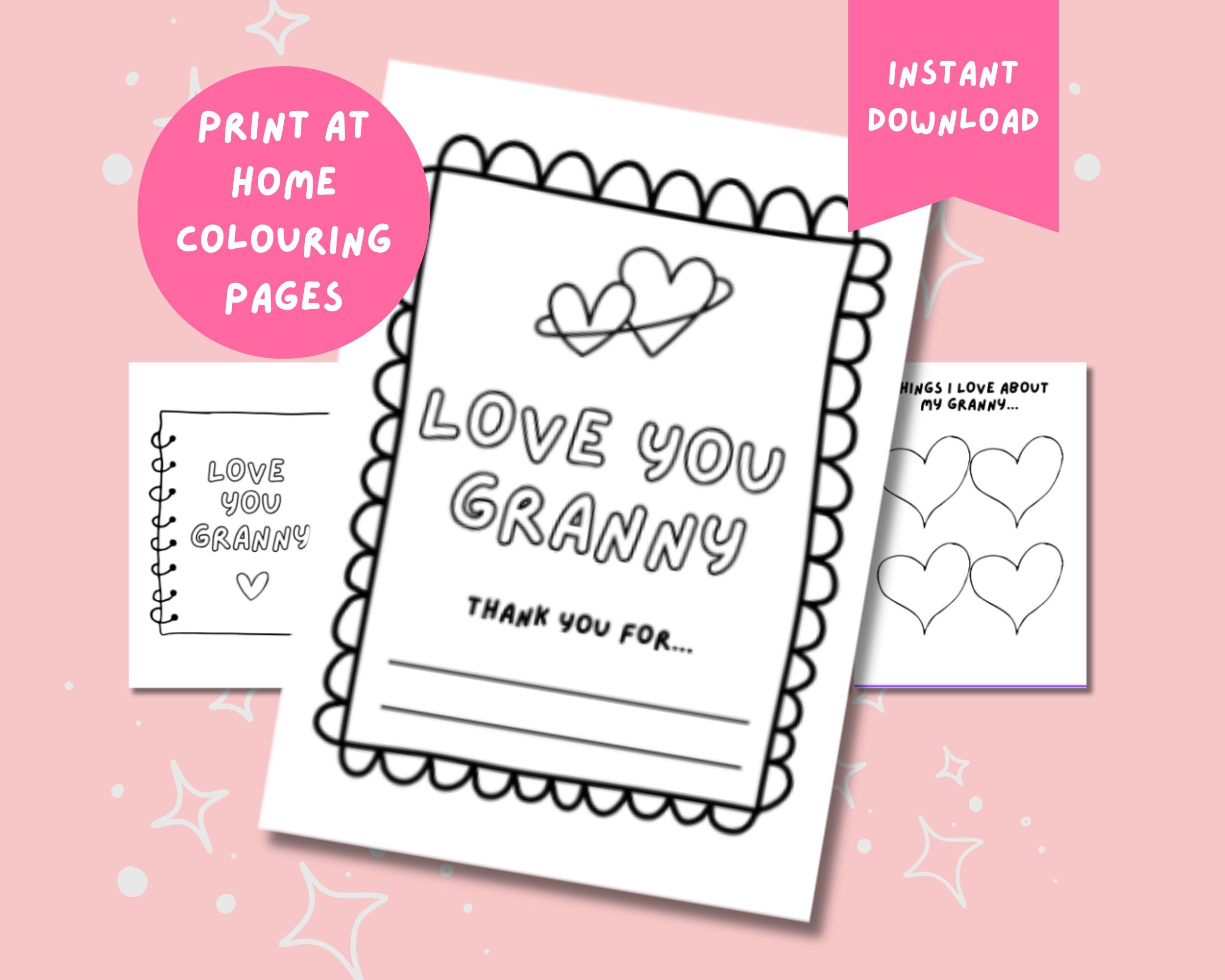 Love You Granny Coloring Pages, Kids Drawing Gift (PDF Printable) - Etsy