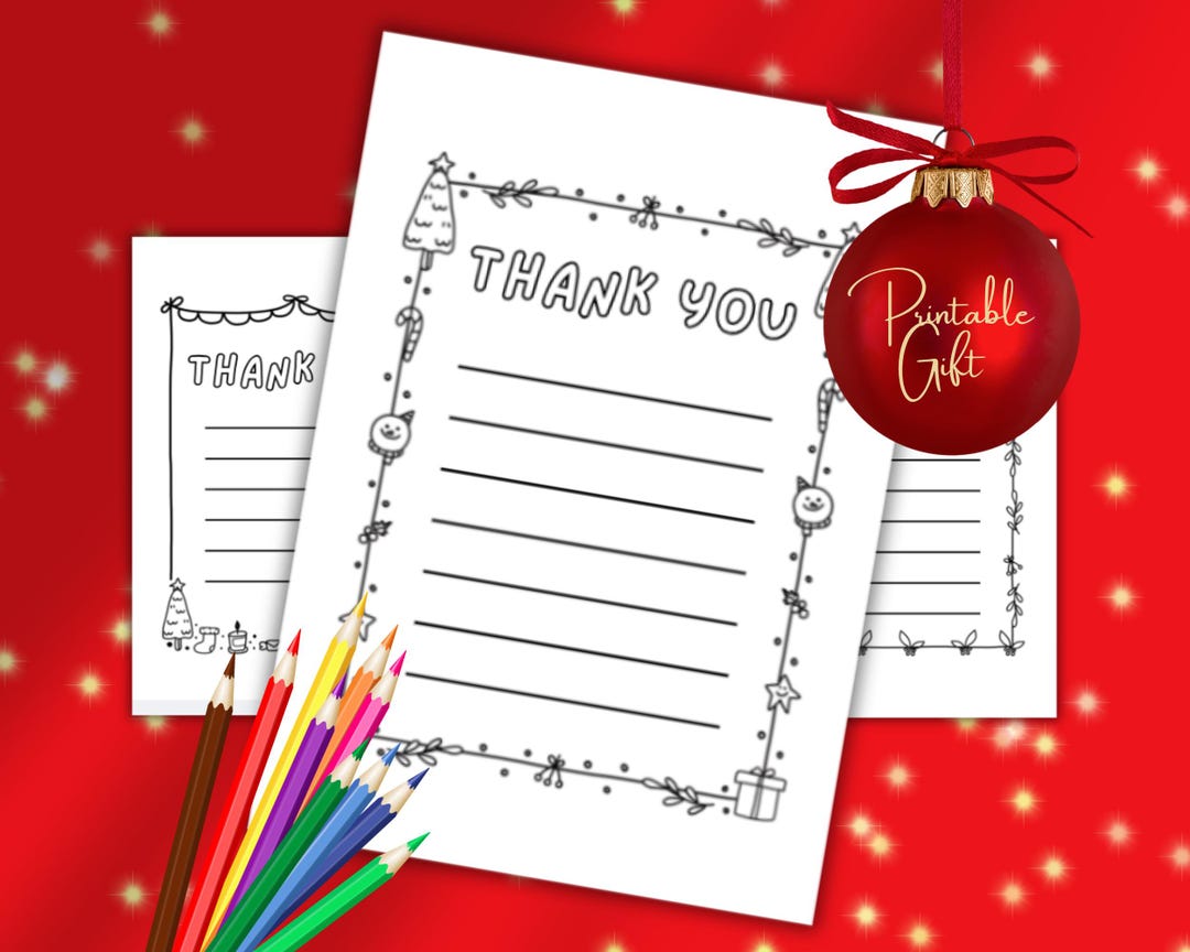 Thank You Christmas Colouring Pages for Kids | A4 PDF Gratitude ...
