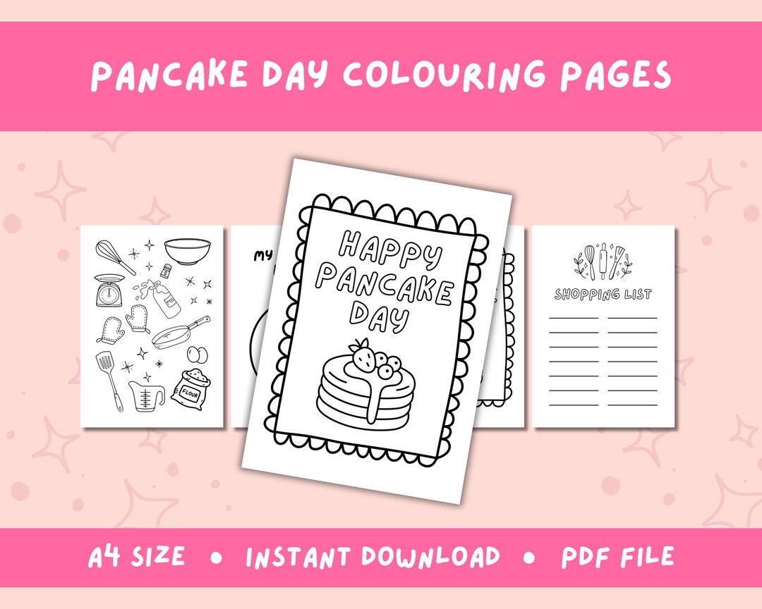 Cute Pancake Day Colouring Pages for Kids Printable Activity ...