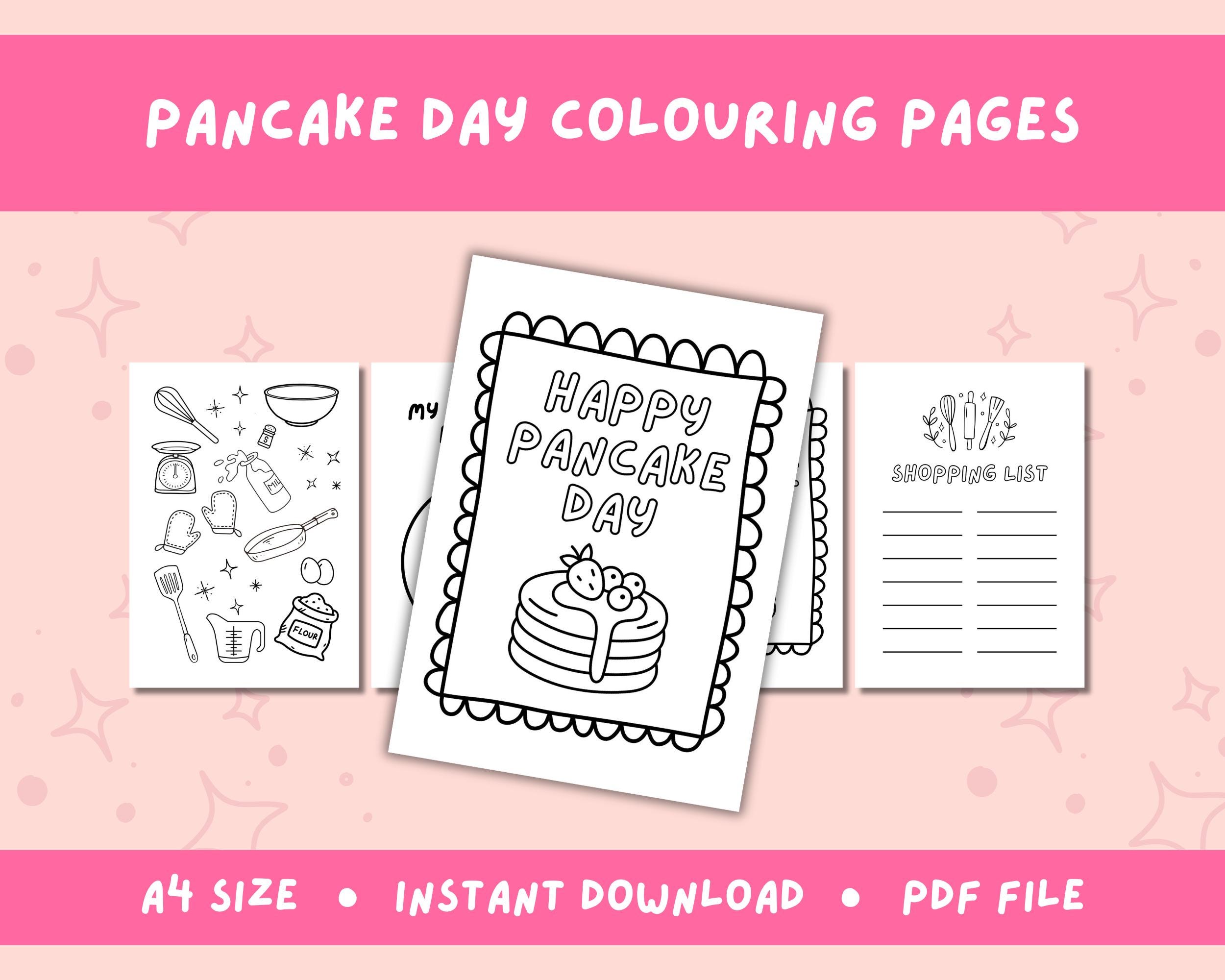 Cute Pancake Day Colouring Pages for Kids Printable Activity ...