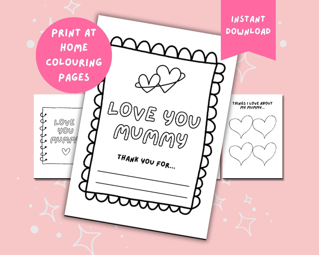 MUMMY Mother's Day Colouring Pages for Kids Drawing Gift for Mummy ...