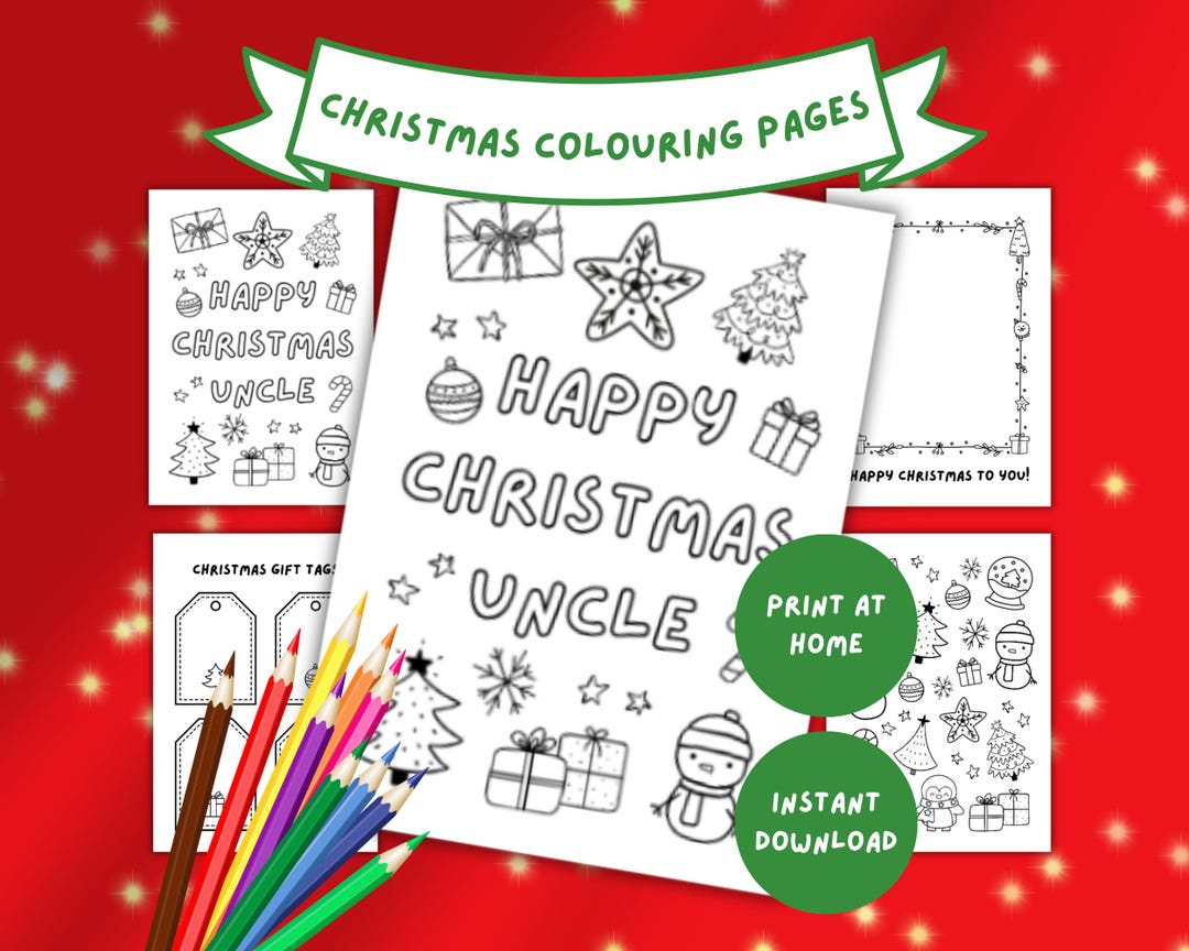 Kids Christmas Colouring Pages for Uncle | A4 PDF Printable Holiday ...
