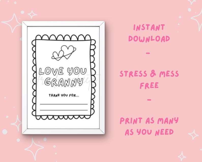 Love You Granny Coloring Pages, Kids Drawing Gift (PDF Printable) - Etsy