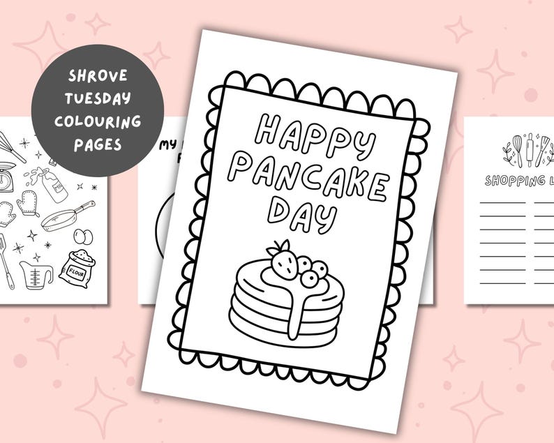 Fun Pancake Day Colouring Pages for Kids Printable Preschooler Activity ...