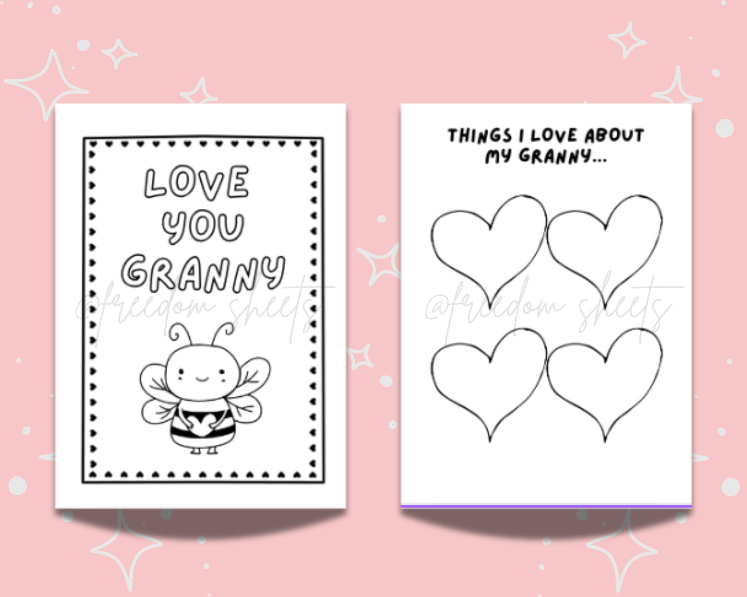 Love You Granny Coloring Pages, Kids Drawing Gift (PDF Printable) - Etsy