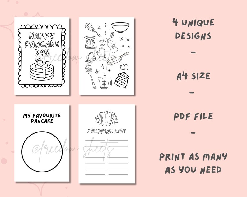 Fun Pancake Day Colouring Pages for Kids Printable Preschooler Activity ...