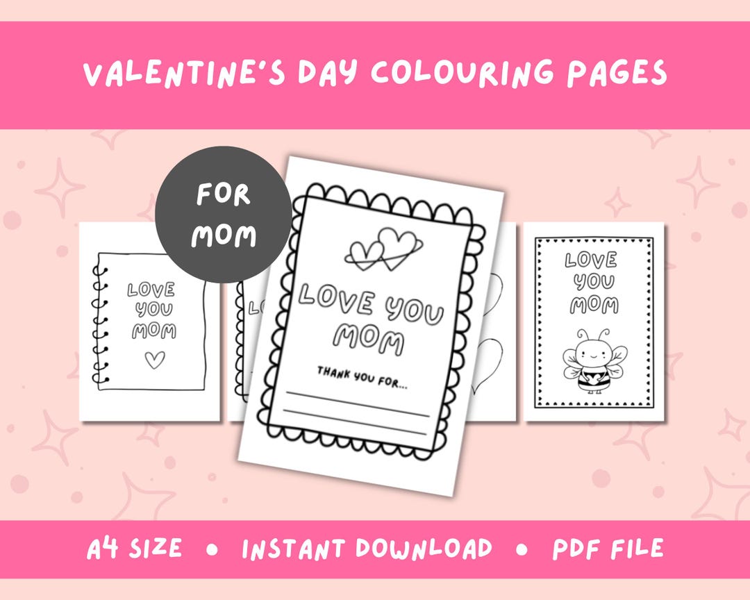 Mom Valentine’s Colouring Pages for Kids Printable Activity Preschooler ...