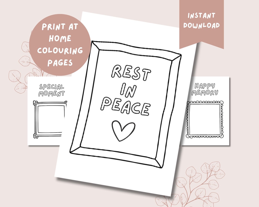 Rest in Peace Funeral Colouring Pages, Funeral Favour and Activities ...